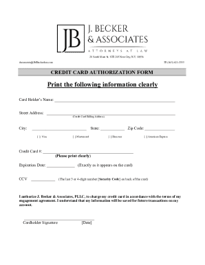 Fillable Online Credit Card Authorization Form Fax Email Print - pdfFiller