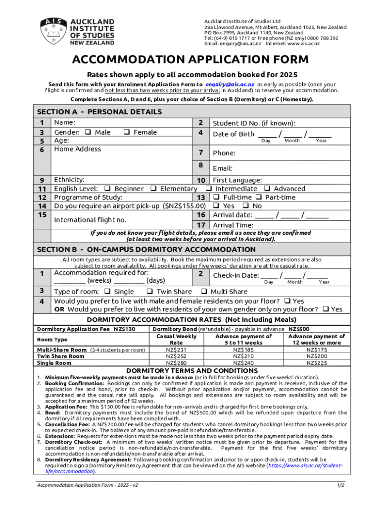 Fillable Online Accommodation Application Form - 2025 Fax Email Print ...