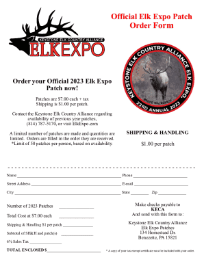Fillable Online Official Elk Expo Patch Order Form Fax Email Print ...
