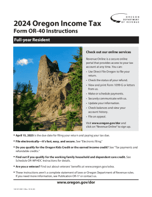 Fillable Online Form or-40 Instructions for Full-year Residents Fax ...