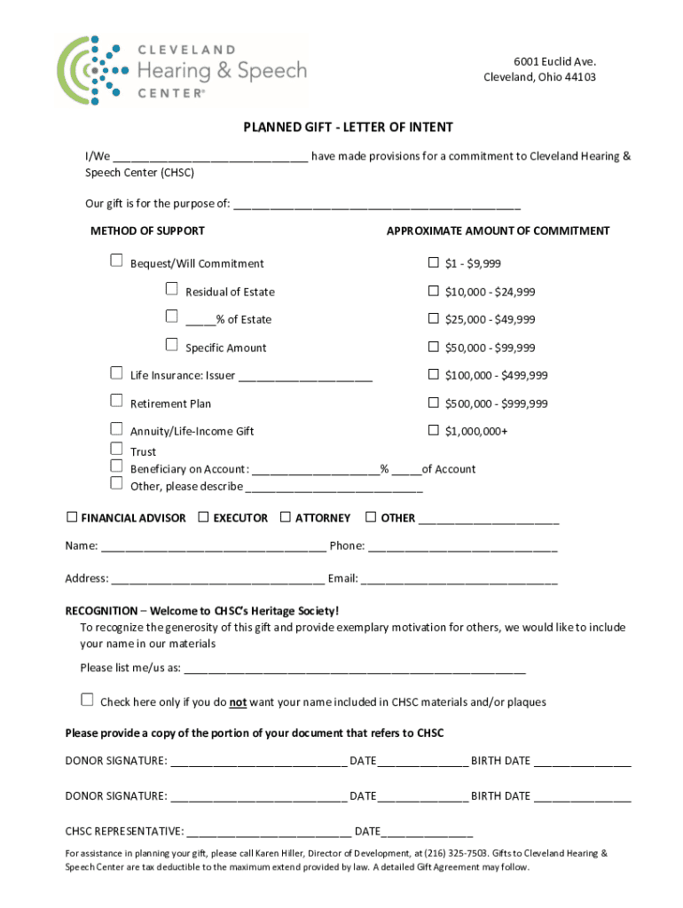 Fillable Online Planned Gift - Letter of Intent Fax Email Print - pdfFiller