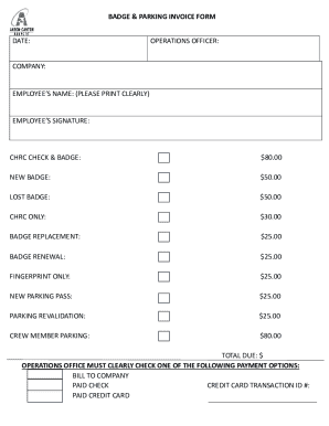 Fillable Online Badge & Parking Invoice Fax Email Print - pdfFiller