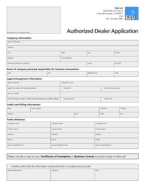 Fillable Online Authorized Dealer Application Fax Email Print - pdfFiller