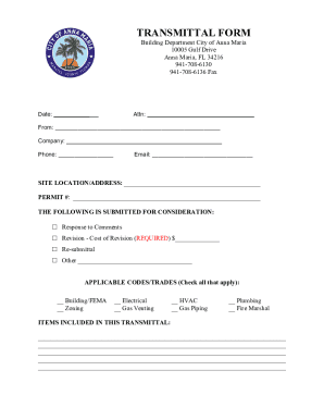 Fillable Online Transmittal Form for Building Department Fax Email Print - pdfFiller