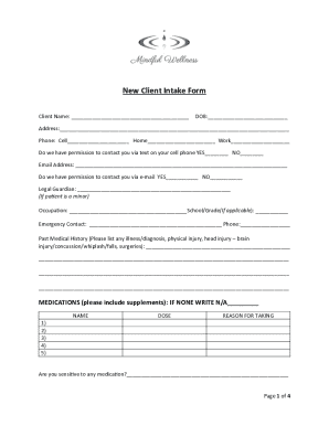 Fillable Online New Client Intake Form Fax Email Print - pdfFiller