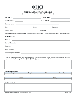 Fillable Online Medical Examination Form Fax Email Print - pdfFiller