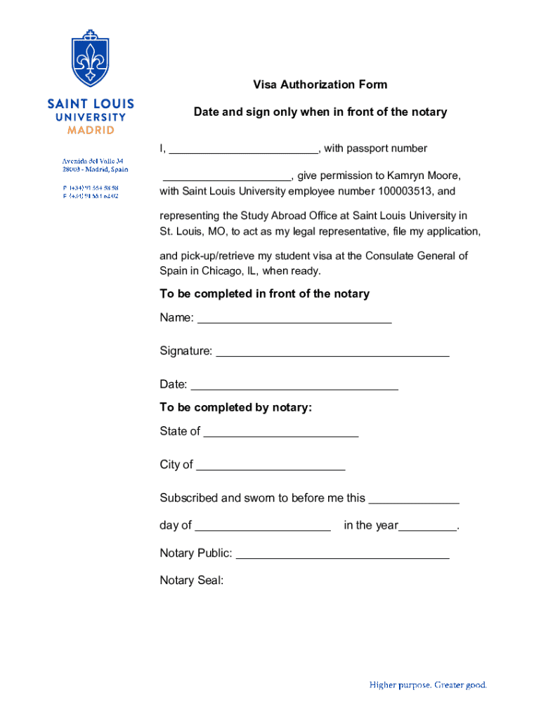 Fillable Online Visa Authorization Form Fax Email Print - pdfFiller