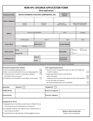Fillable Online Non-4ps Lifeline Application Form (new Application) Fax Email Print - pdfFiller