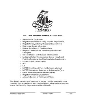 Fillable Online Full-time New Hire Paperwork Checklist Fax Email Print ...