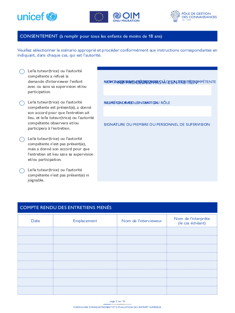 Remplissable en ligne Formulaire D'enregistrement Et D'Évaluation De L'intérêt Supérieur Fax ...