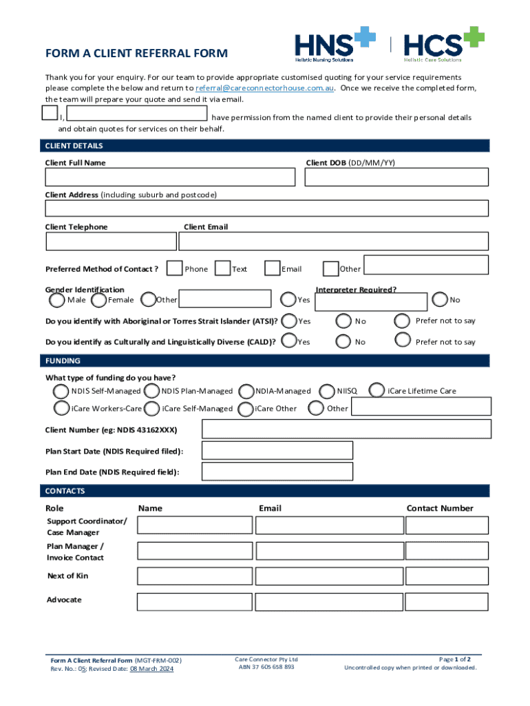 Fillable Online Client Referral Form Fax Email Print - pdfFiller