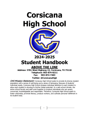 Fillable Online Corsicana High School Student Handbook 2024-2025 Fax Email Print - pdfFiller