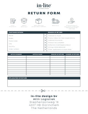 Fillable Online Return Form for Customer Returns Fax Email Print ...