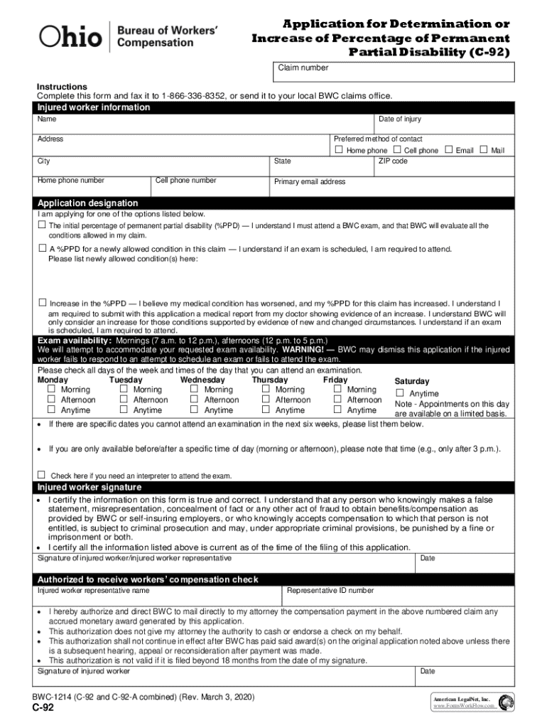 Fillable Online Application for Determination or Increase of Percentage ...