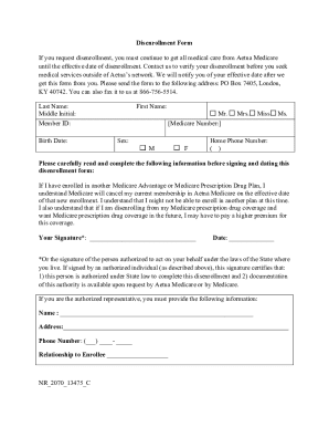 Fillable Online Disenrollment From Aetna Medicare Fax Email Print ...