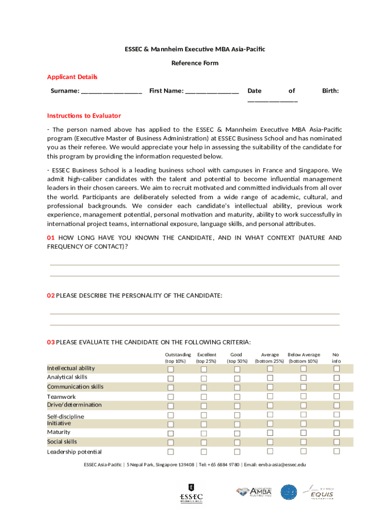 Essec & Mannheim Executive Mba Asia-pacific Reference Doc Template ...