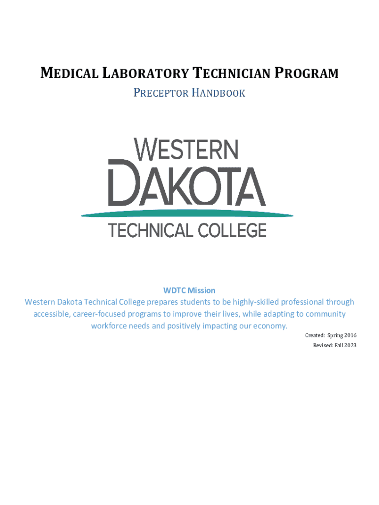Fillable Online Medical Laboratory Technician Program Preceptor Handbook Fax Email Print - pdfFiller