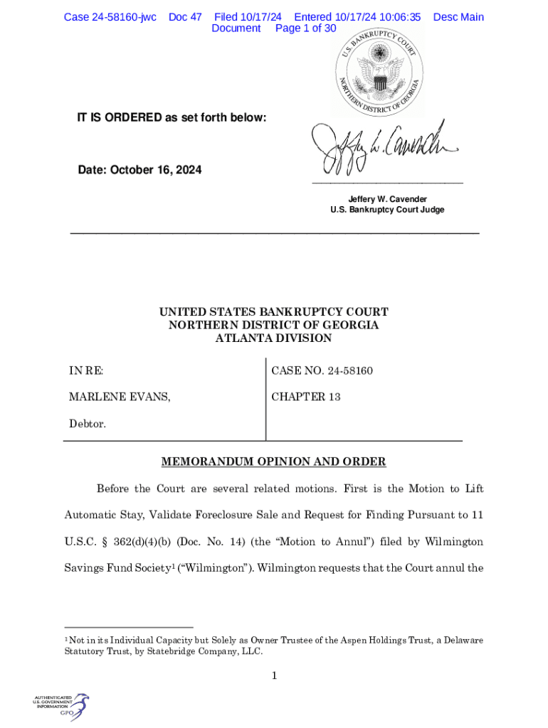 Fillable Online Memorandum Opinion and Order Fax Email Print - pdfFiller