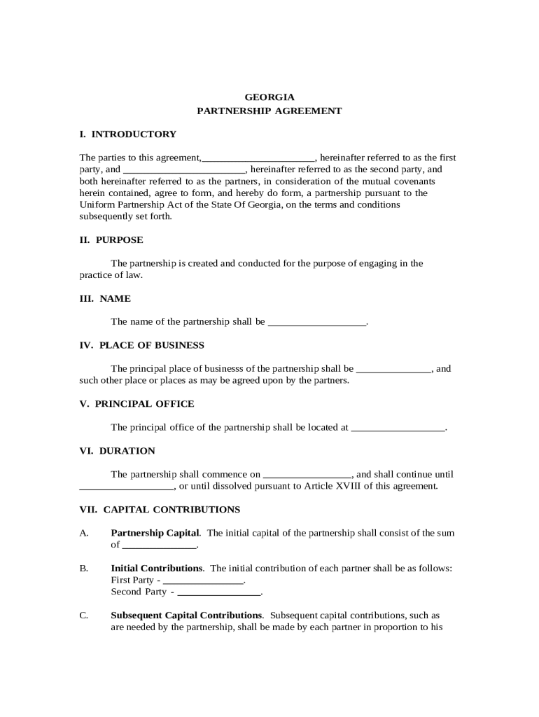 Partnership Agreement Doc Template | pdfFiller
