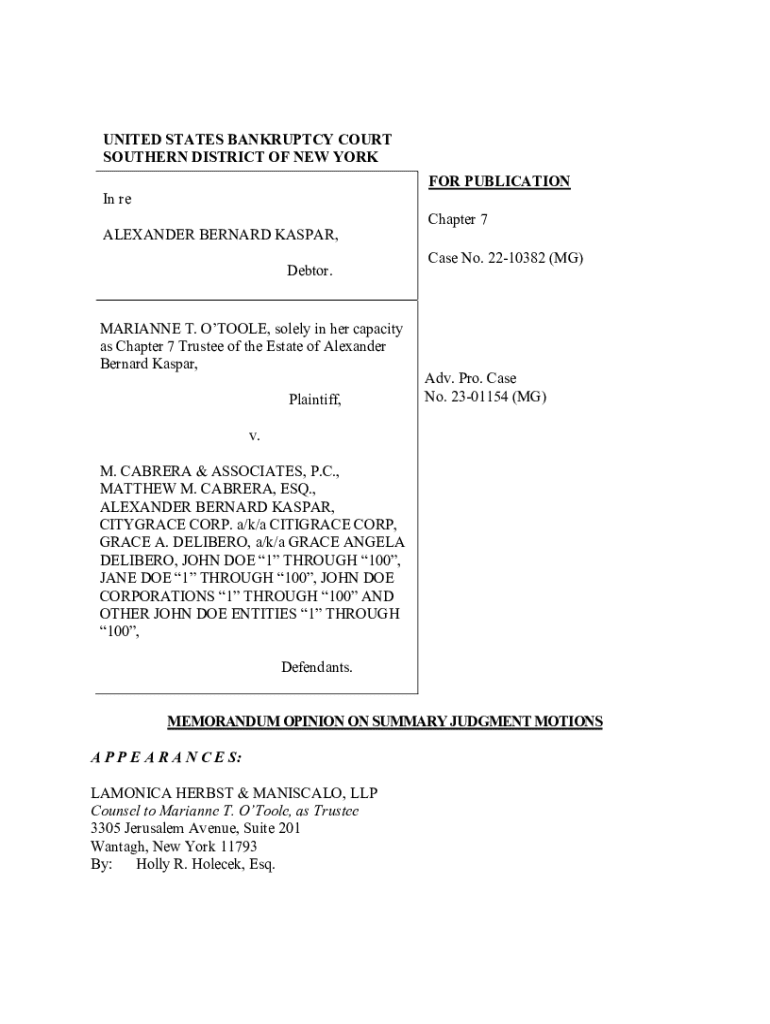 Fillable Online ALEXANDER BERNARD KASPAR, Fax Email Print - pdfFiller