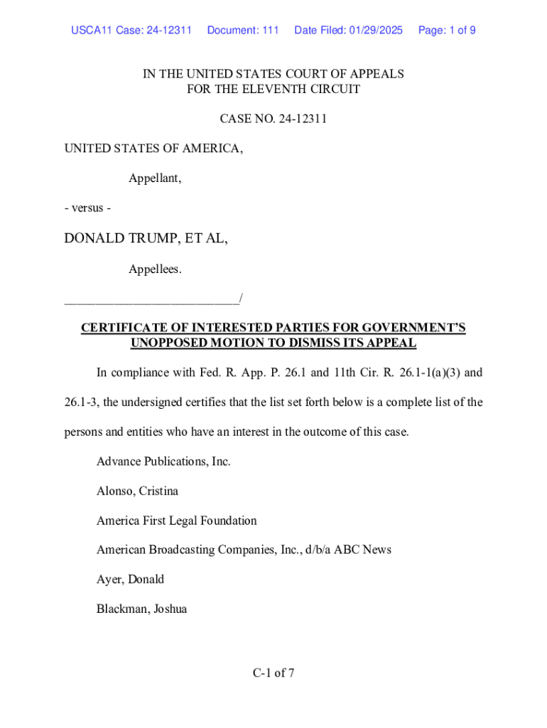 Fillable Online Usca11 Case: 24-12311 - Certificate of Interested ...