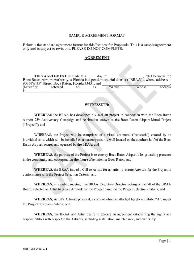 Fillable Online SAMPLE AGREEMENT FORMAT Fax Email Print - pdfFiller