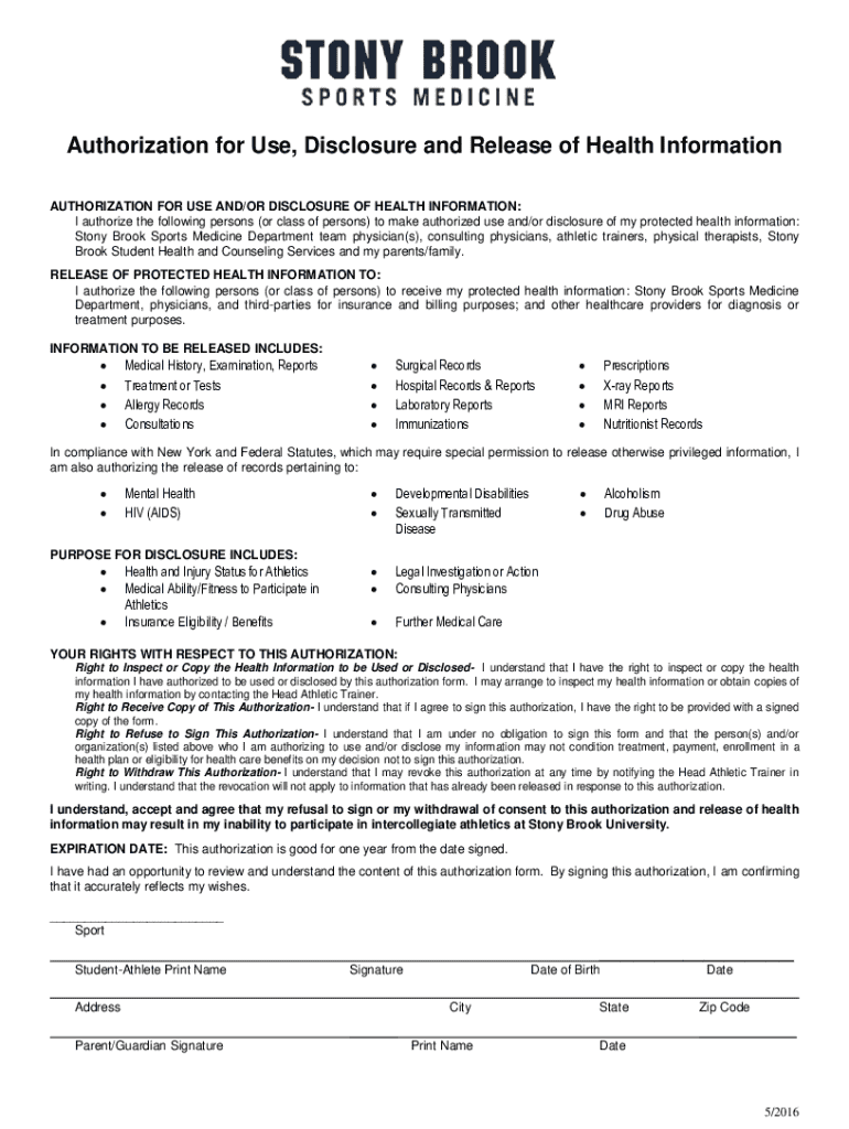 Fillable Online Authorization for Use and/or Disclosure of Health ...
