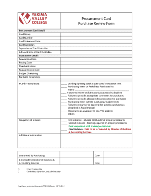 Procurement Card Purchase Review Doc Template | pdfFiller