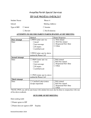 Fillable Online Iep Due Process Checklist Fax Email Print - pdfFiller