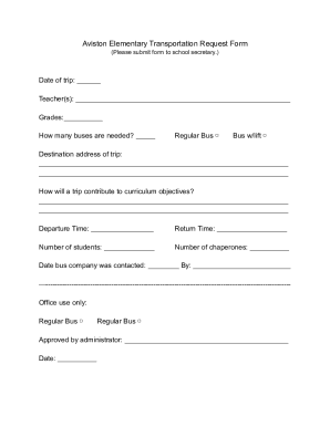 Fillable Online Aviston Elementary Transportation Request Form Fax ...
