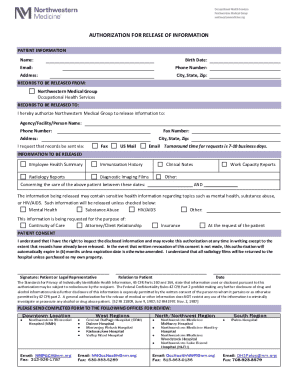 Fillable Online Occupational Health Services Authorization Form Fax ...