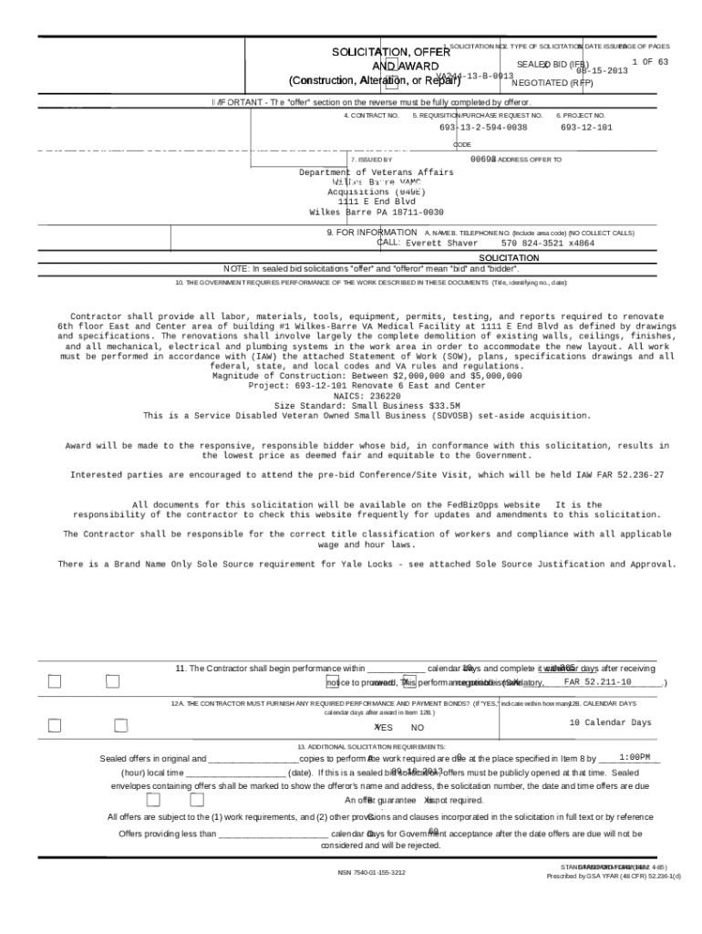 Sf 1442 Doc Template | pdfFiller