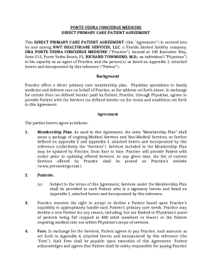 Direct Primary Care Patient Agreement Doc Template | pdfFiller