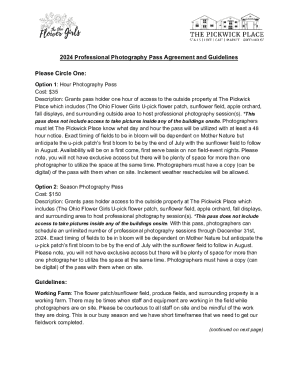 Fillable Online 2024 Professional Photography Pass Agreement Fax Email ...
