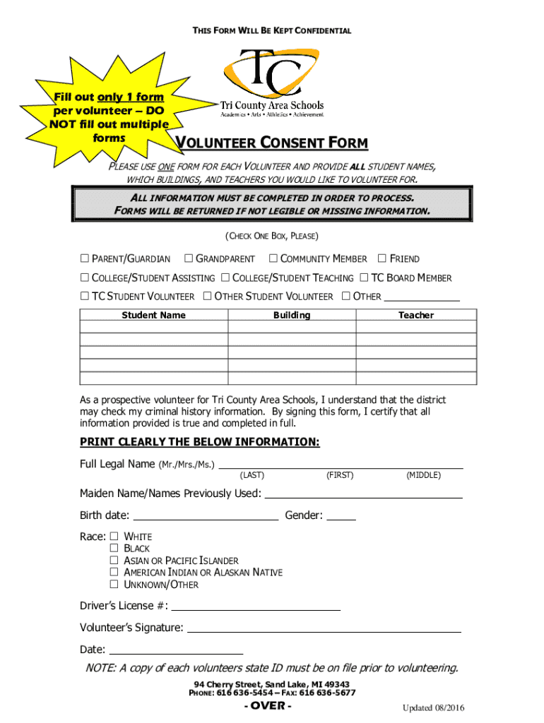 Fillable Online Volunteer Consent Form Fax Email Print - pdfFiller