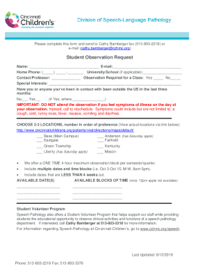 Fillable Online Student Observation Request Fax Email Print - pdfFiller