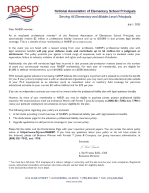 Fillable Online Naesp in-dues Professional Liability Plan With Legal ...