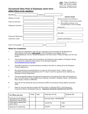 Fillable Online Occasional Duty Fees & Expenses Claim Form Fax Email Print - pdfFiller