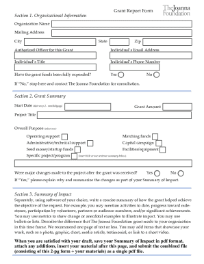 Fillable Online Grant Report Submission Fax Email Print - pdfFiller