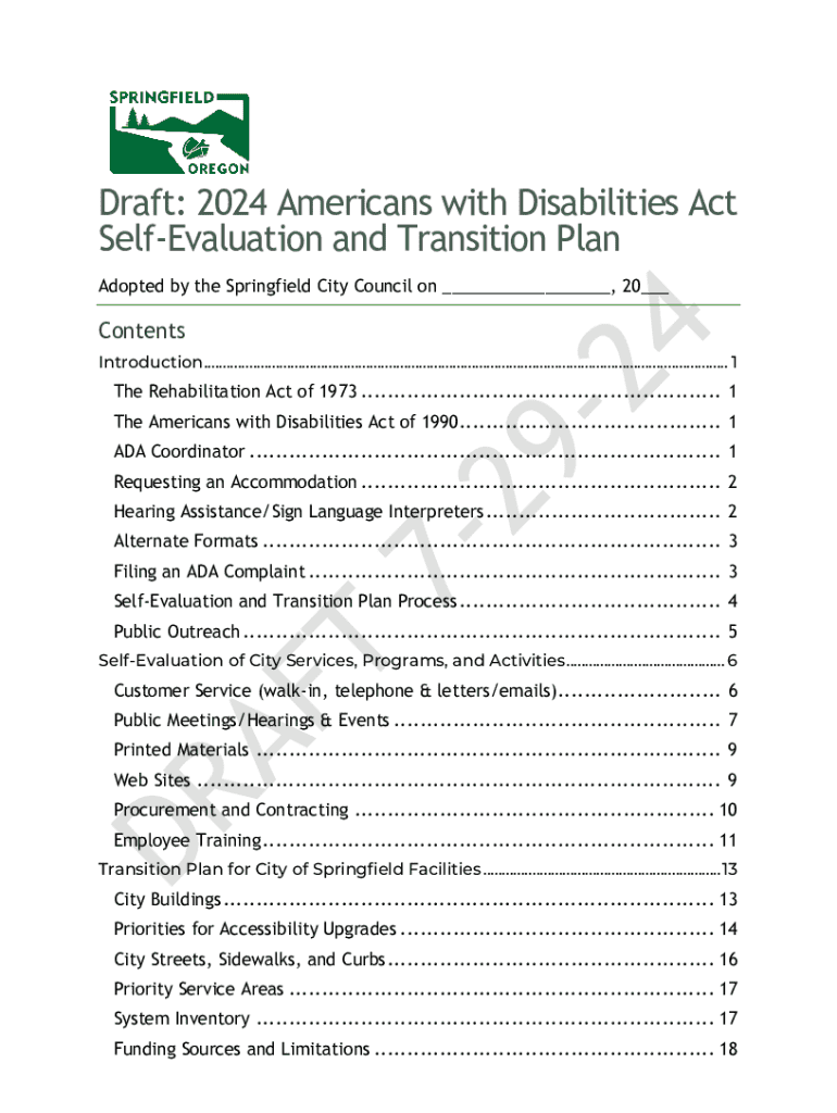 Fillable Online 2024 Americans With Disabilities Act Self-evaluation and Transition Plan Fax ...
