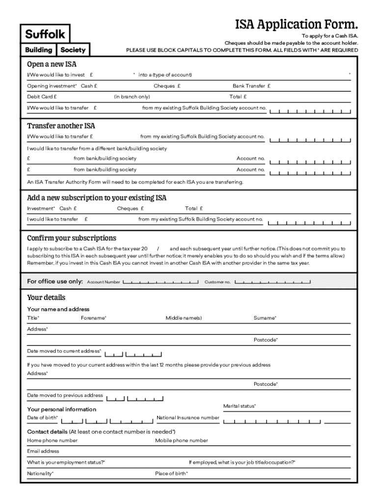 Fillable Online Isa Application Form Fax Email Print - pdfFiller