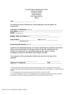 Criminal History Background Check Doc Template | pdfFiller