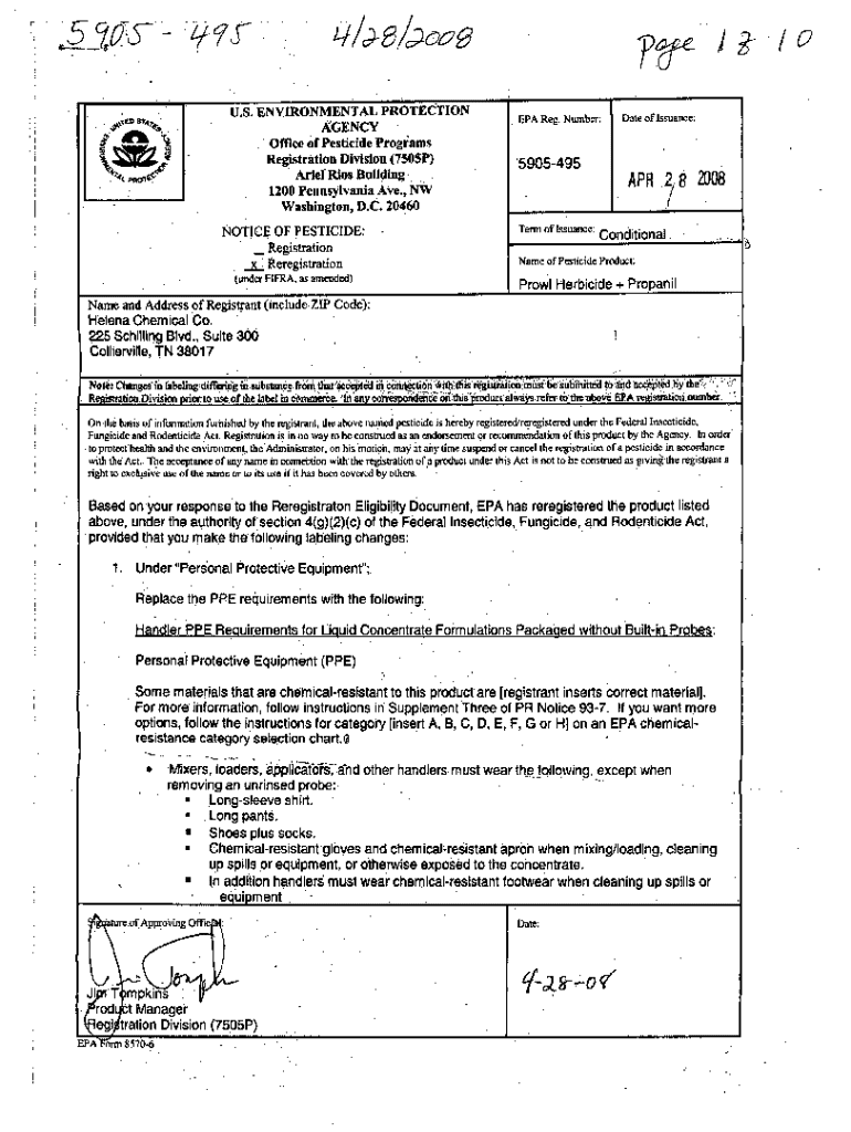 Fillable Online Notice of Pesticide Registration Fax Email Print ...