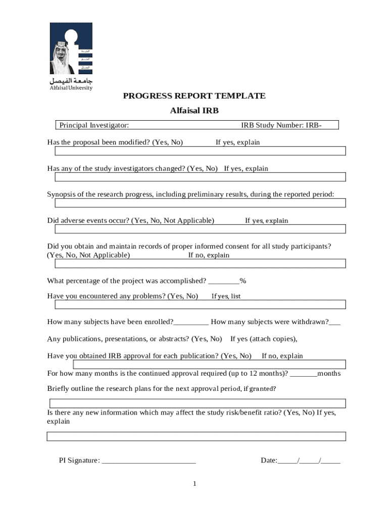 Progress Report Template Doc Template | pdfFiller