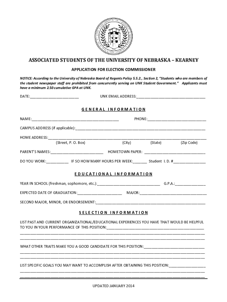 Fillable Online Application for Election Commissioner Fax Email Print ...