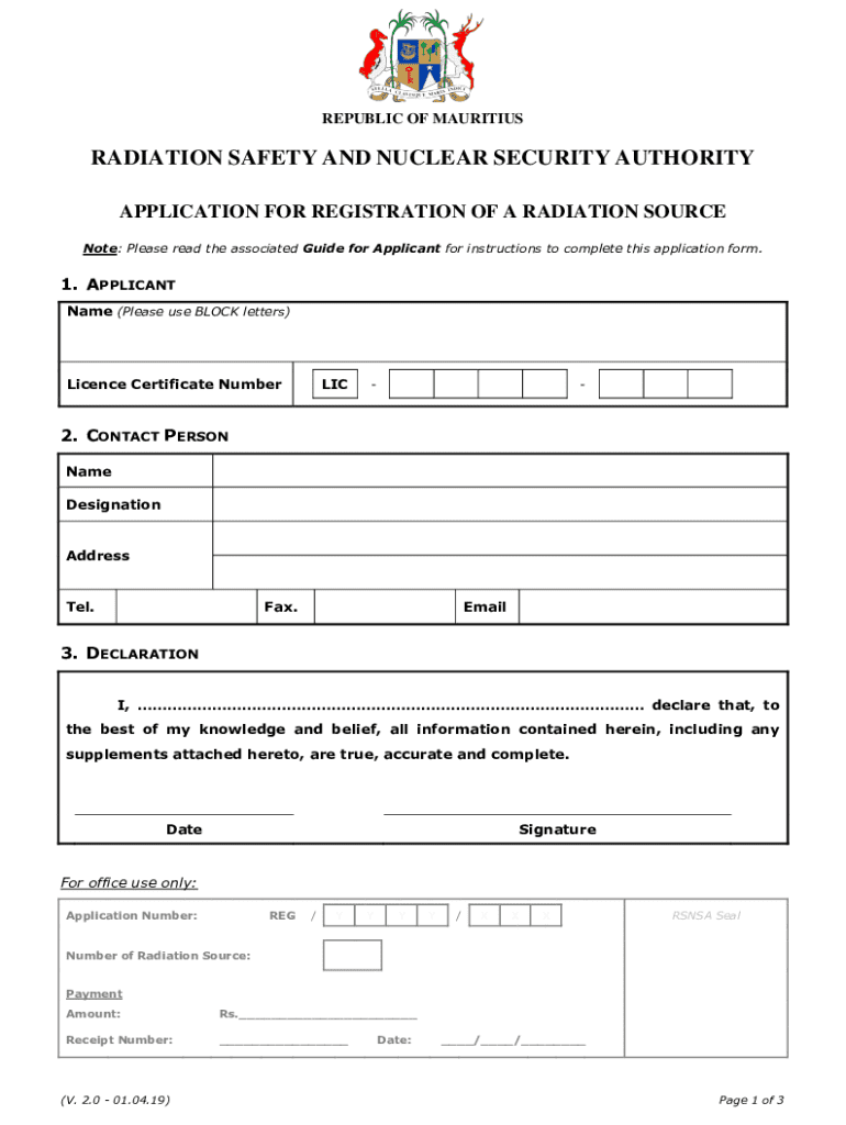 Fillable Online Republic of Mauritius - Application for Registration of ...
