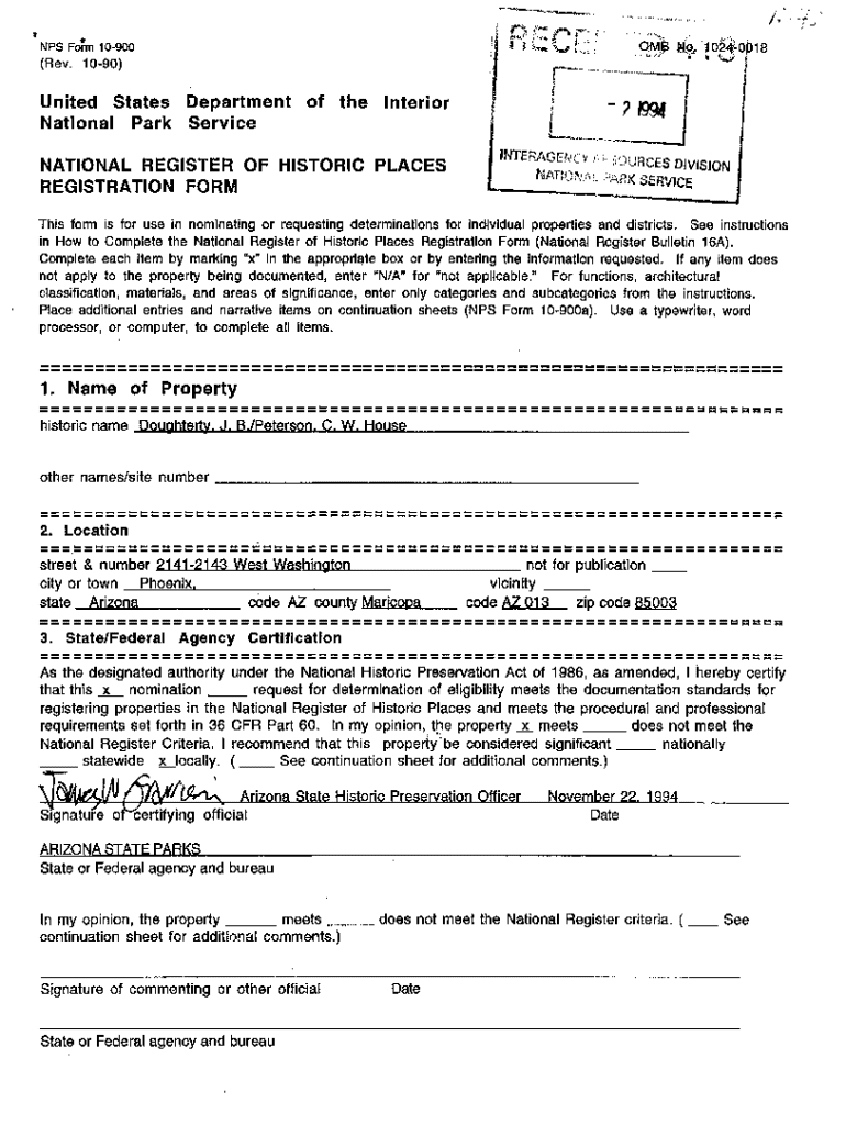 Fillable Online National Register of Historic Places Registration Form ...