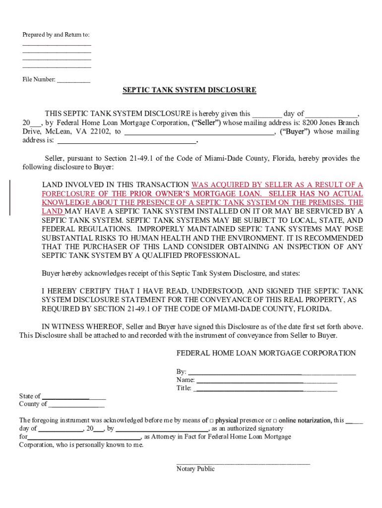 Fillable Online Septic Tank System Disclosure Statement Fax Email Print - pdfFiller