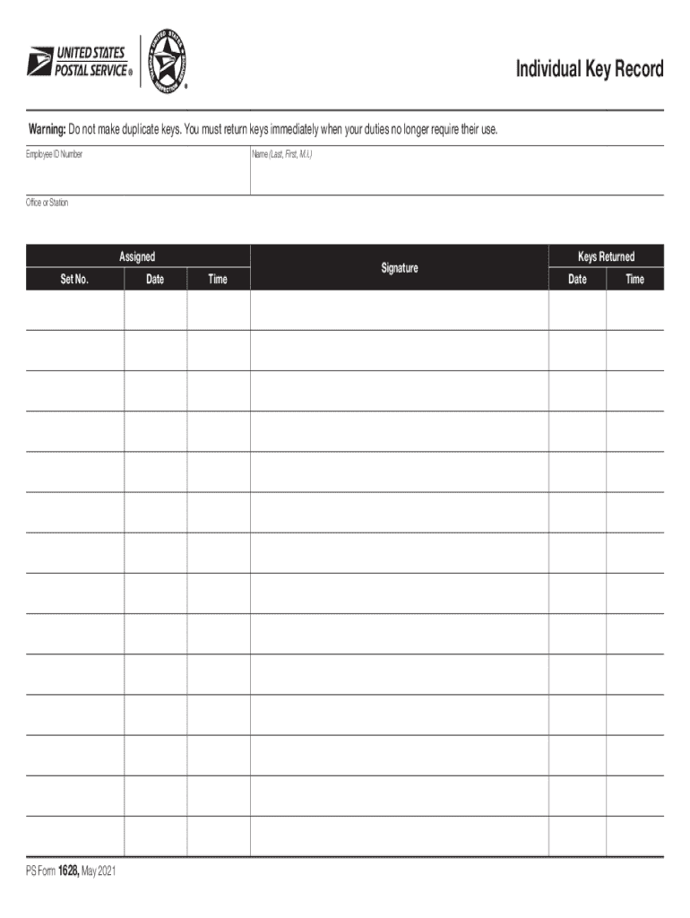 Fillable Online Individual Key Record Fax Email Print - pdfFiller