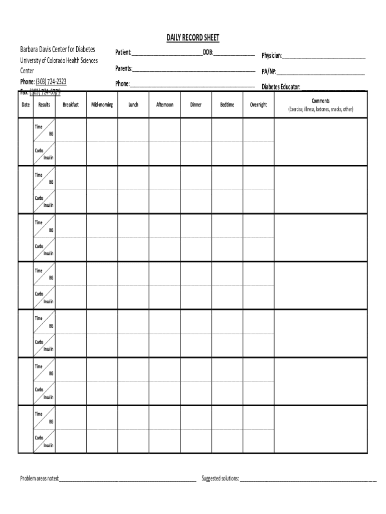 Fillable Online Daily Record Sheet Fax Email Print - pdfFiller